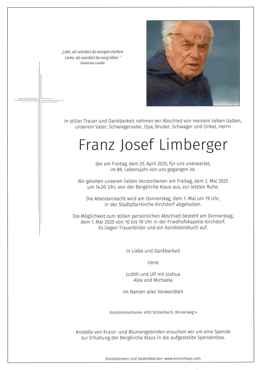 Todesfall Franz Josef Limberger